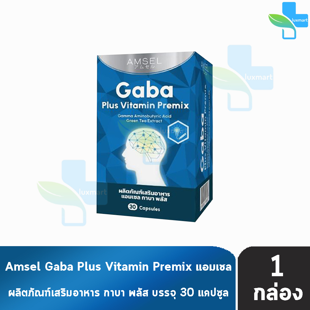 Amsel Gaba Plus Vitamin Premix แอมเซล กาบา พลัส วิตามินพรีมิกซ์ 30 แคปซูล [1 กล่อง] | Shopee ...