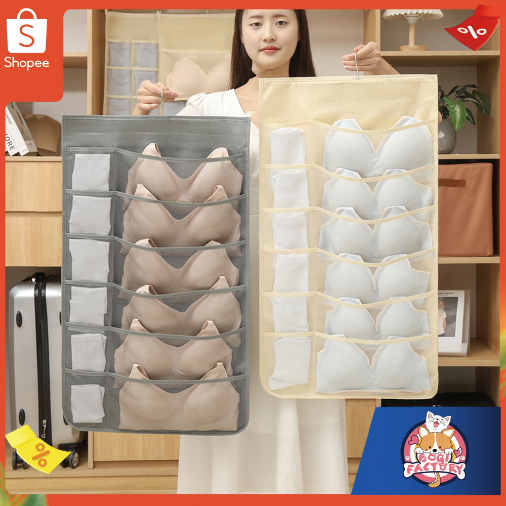 Boqi Factory ที่เก็บชุดชั้นใน ถุงเท้า 2 ด้าน แบบแขวน ในราวตากผ้า ตู้เสื้อผ้าได้ Double30 ...
