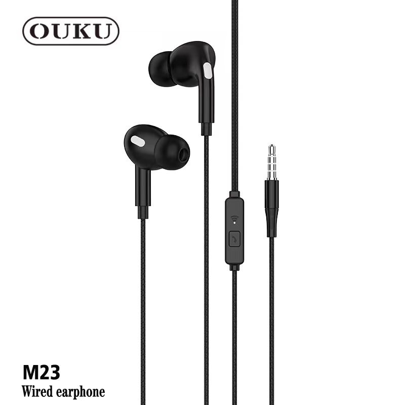 หูฟัง OUKU รุ่น M23 แท้ มีไมโครโฟน สนทนา ของแท้แกะกล่อง หูฟังซัมซุง นุ่มสบายหู เสียงดัง เบสหนัก ...