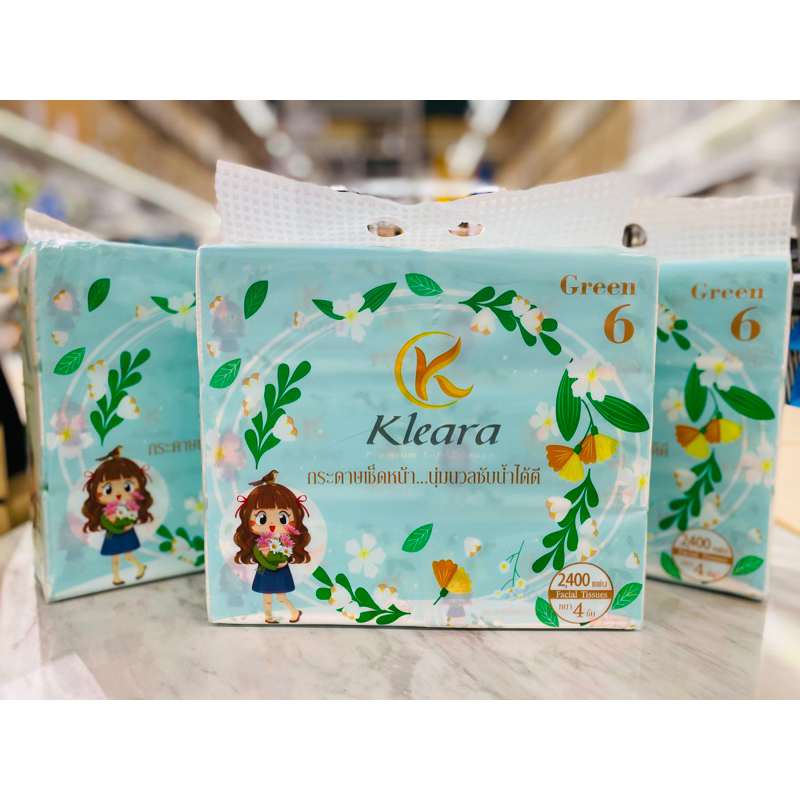 กระดาษเช็ดหน้า KLEARA หนา 4 ชั้น จำนวน 400 แผ่น/ห่อ บรรจุ 6 ห่อ/แพ็ค | Shopee Thailand