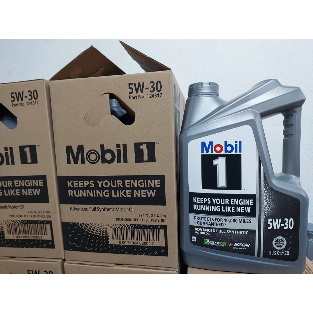 น้ำมันเครื่อง Mobil one(1) สังเคราะห์แท้100% เบอร์5w-30 เบนซิน4.7ลิตร ...