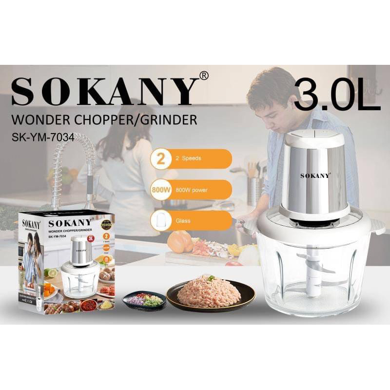 เครื่องปั่นบดอาหารอเนกประสงค์ หมู พริก กระเทียม ยี่ห้อ SOKANY รุ่น SK-YM-7034 | Shopee Thailand