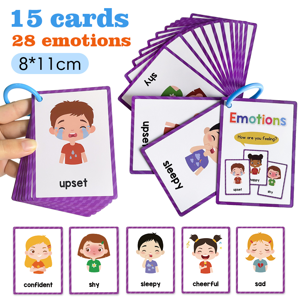 15Pcs 28 My Emotion Feeling English and Chinese Learning Words Flash ...