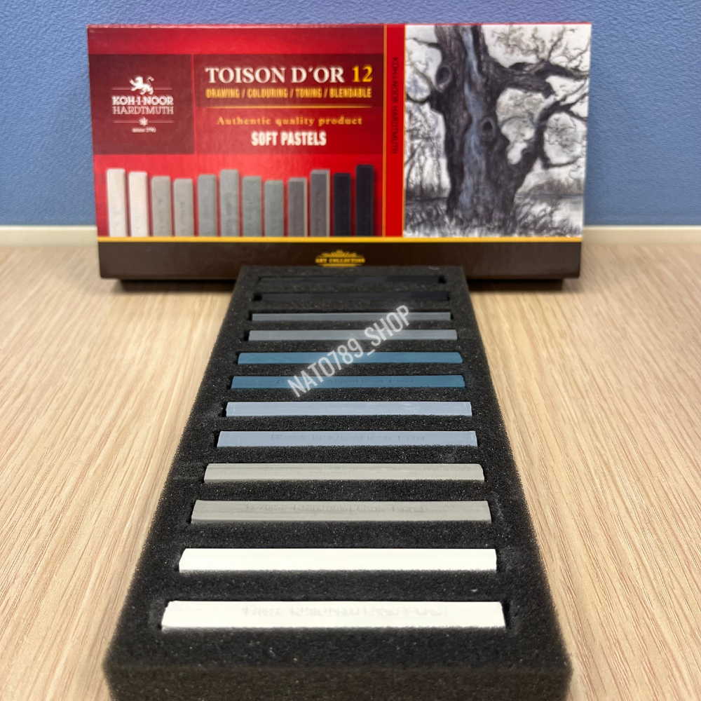 สีชอล์คพาสเทล 12 สี แท่งเหลี่ยม KOH-I-NOOR รุ่น Toison D’or Soft Pastel ...