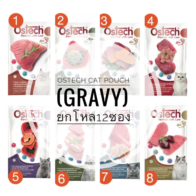 Ostech Cat Pouch in Gravy ออสเทค อาหารเปียกเกรดพรี่เมี่ยมในน้ำเกรวี่ ...