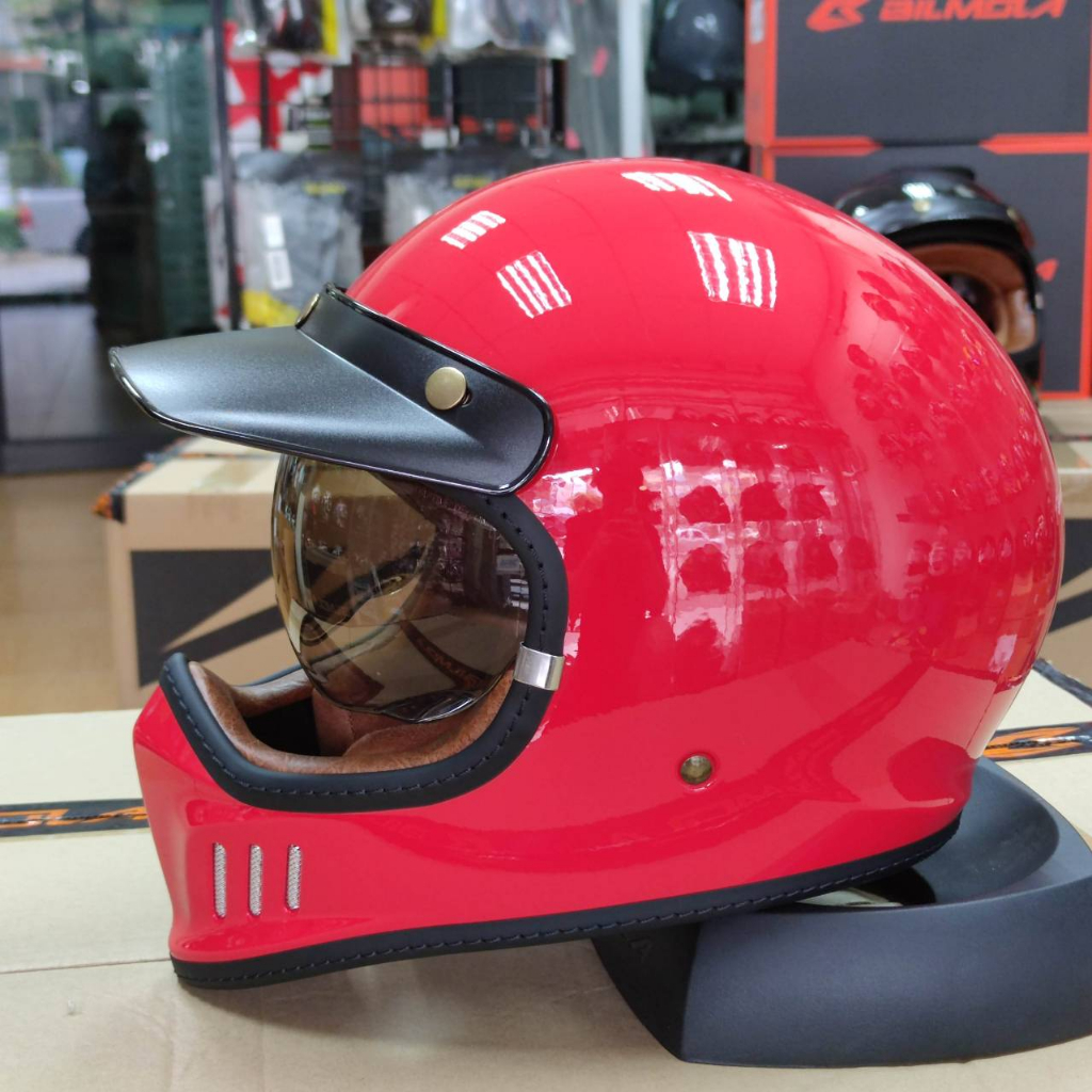 หมวกกันน็อก Bilmola รุ่น RX100 ปี 2021 แว่นในตัว old school , classic ...