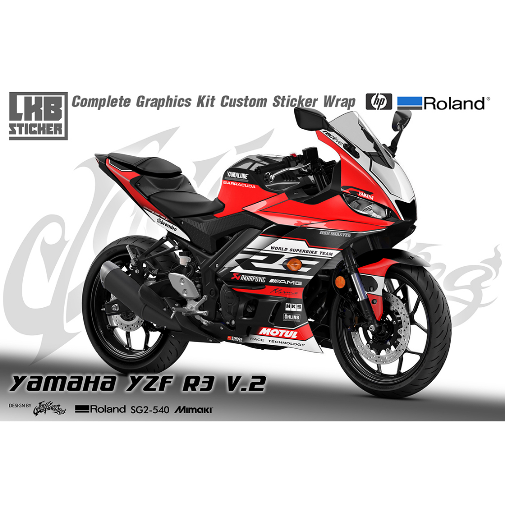 สติ๊กเกอร์แต่งลายรถ YAMAHA R3 V.2 2021 ลาย Race Sport V.1 | Shopee Thailand