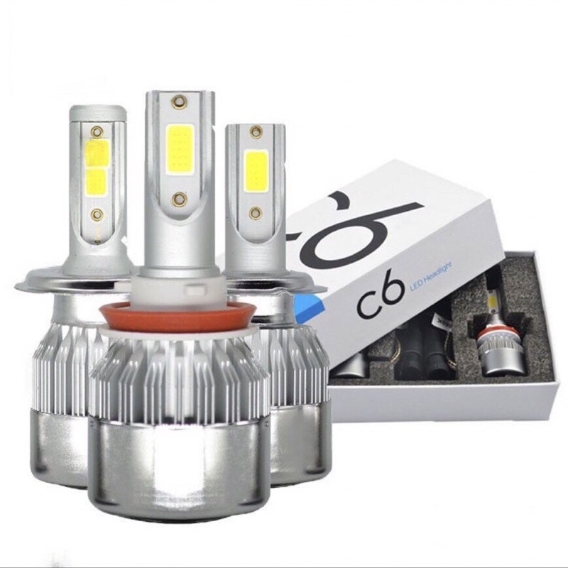 ไฟหน้าLED 1คู่ รุ่นC6 ขั้วH1 H3 H4 H7 H8/H9/H11 9005/HB3 9006/HB4 36W 12V-24V 3600LM 6000K /แสง ...