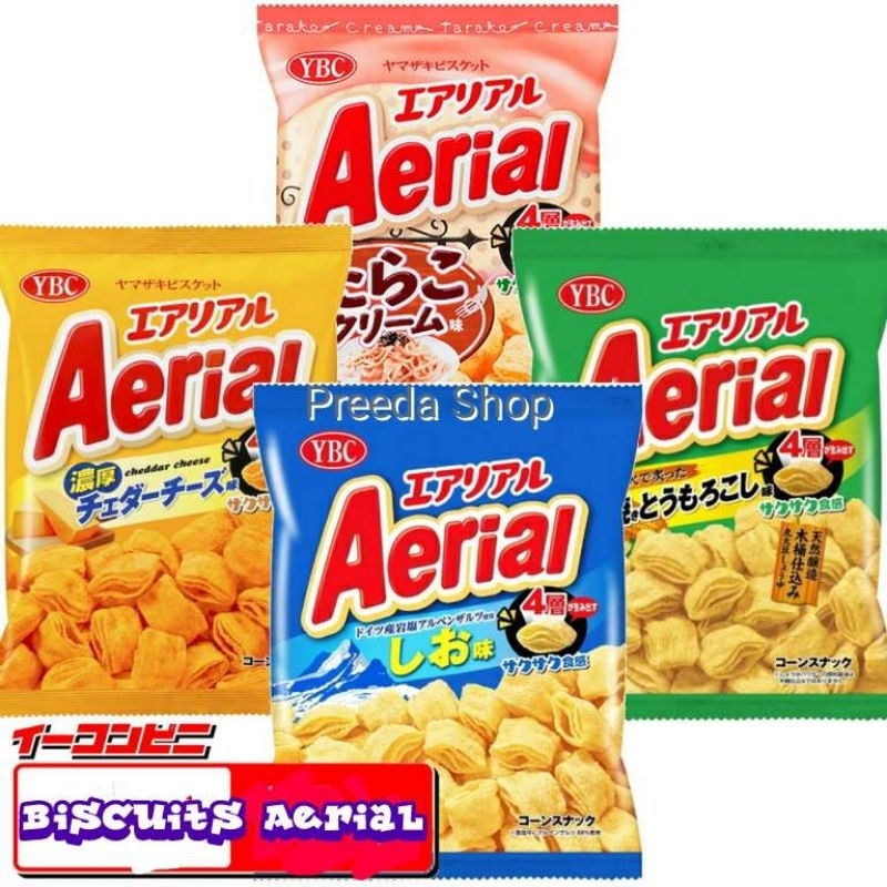 YBC Aerial corn snack ขนมอบกรอบ รสชีสเชดดาร์ รสเข้มข้น ขนมกรุบกรอบ 4 ...