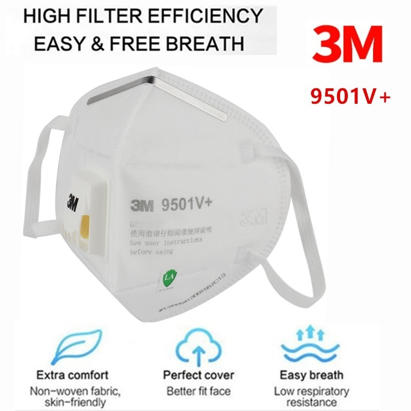 (1 ชิ้น)ของแท้ 3M 9501V+ / 9502V+หน้ากากสามเอ็มมีวาล์ว ป้องกันฝุ่น P.M ...
