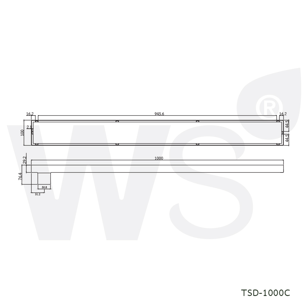 WS ตะแกรงกันกลิ่น รางระบายน้ำปูกระเบื้อง สแตนเลส304 Floor Drain ยาว 100 ซม. TSD-1000C | Shopee ...