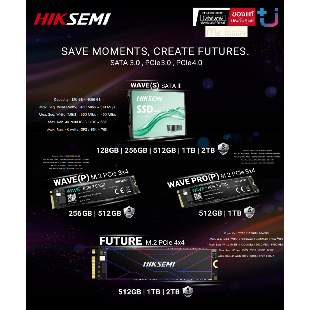 SSD HIKSEMI (FUTURE ใช้กับ PS5 ได้ PCIe Gen4 5Y) ,(WAVE(P) PCIe Gen3x4 ... SSD HIKSEMI (FUTURE ใช้กับ PS5 ได้ PCIe Gen4 5Y) ,(WAVE(P) PCIe Gen3x4 ...