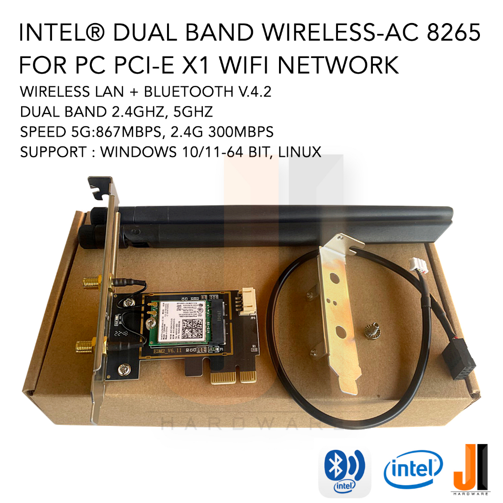 Intel® Dual Band Wireless-AC 8265 PCI-e x1 wireless lan + bluetooth v.4.2 dual band with Antenna ...