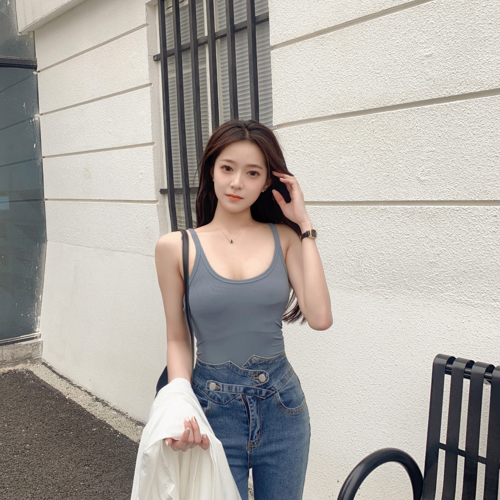 Cicishop(J358)สายเดี่ยวคอกลมผ้าร่องเล็กเข้าทรงสวยมากหุ่นเพียวสุดแมทซ์ง่าย | Shopee Thailand