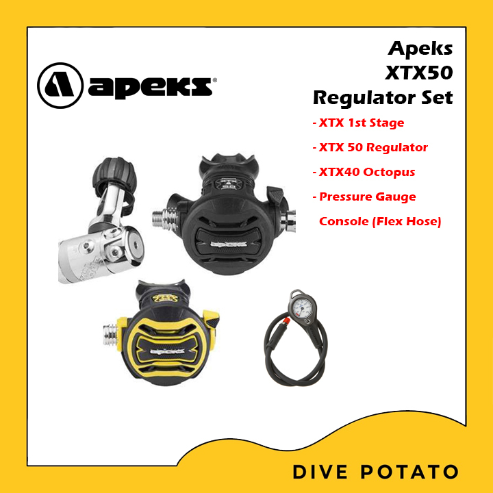 Apeks XTX50 Regulator Set (1st + 2nd + Octopus and SPG Flex Hose ...