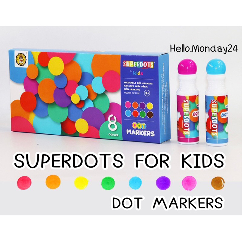 🖍🎨พร้อมส่งในไทย🎨🖍สี Super Dot(Do a dot markers) 1 กล่อง 8 สี แท่งใหญ่ ...