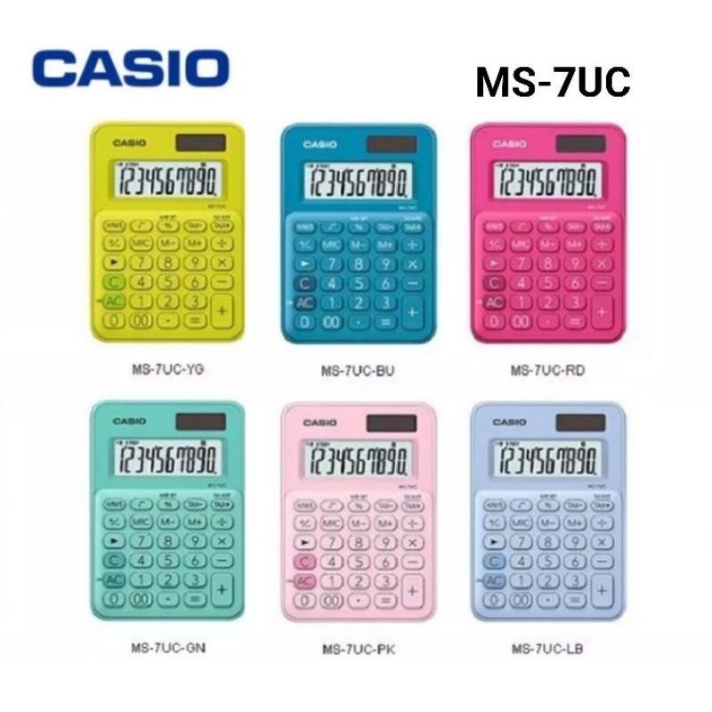 CASIO เครื่องคิดเลขตั้งโต๊ะ 10 หลัก รุ่น MS-7UC ขนาดพกพา ใช้พลังงานแสงอาทิตย์และแบตเตอรี่ ...