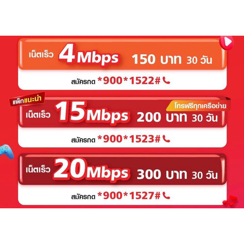 ซิมTRUEเน็ต 4Mbps,15Mbps,20Mbpsไม่อั้น | Shopee Thailand