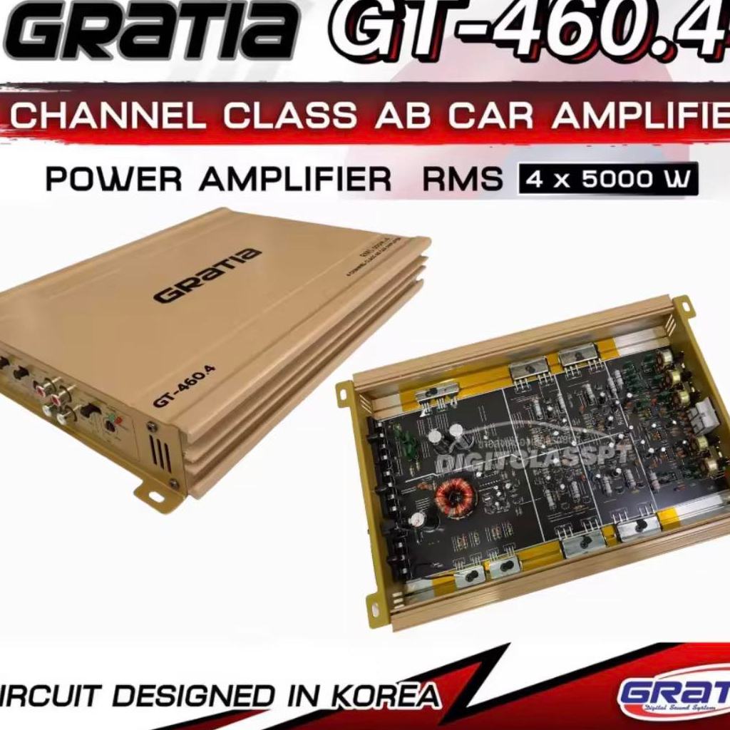 พาวเวอร์ขับเสียงกลาง คลาสเอบี 4CH Gratia รุ่น GT-460.4 500w*4 สัญชาติเกาหลี เสียงใส รายละเอียดดี ...