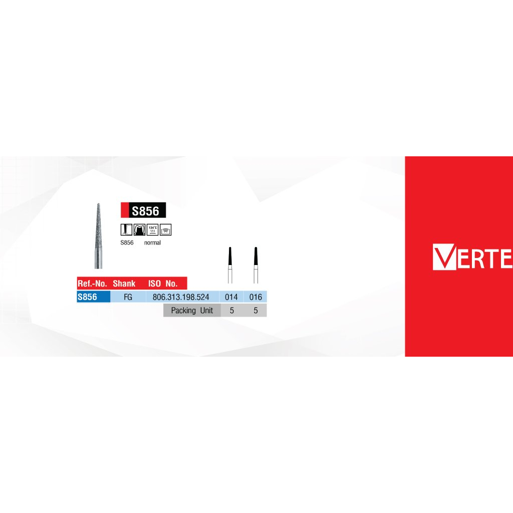 (VERTEX 1กล่อง5ตัว) Diamond Bur หัวกรอไดมอนด์ หัวกรอกากเพชร ทรงTapered ...