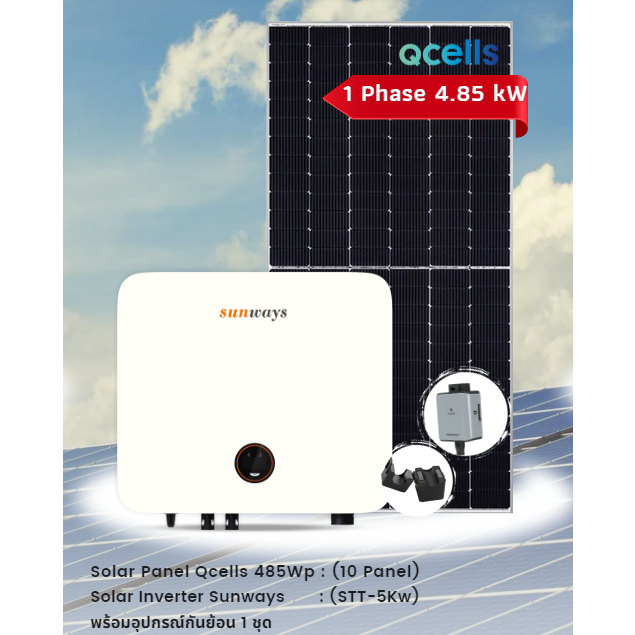 ชุดโซล่าเซลล์ On-Grid Inverter Sunways + ชุดแผงโซล่าเซลล์: Q Cell ...