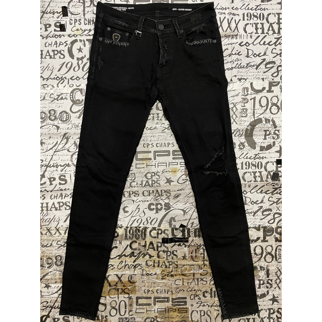 CPS CHAPS BLACK SUPER SKINNY JEFF 08 JEANS SIZE 28 กางเกงยีนส์ผู้ชาย เดฟชาย ผ้ายืด (แชปส์) สภาพ ...