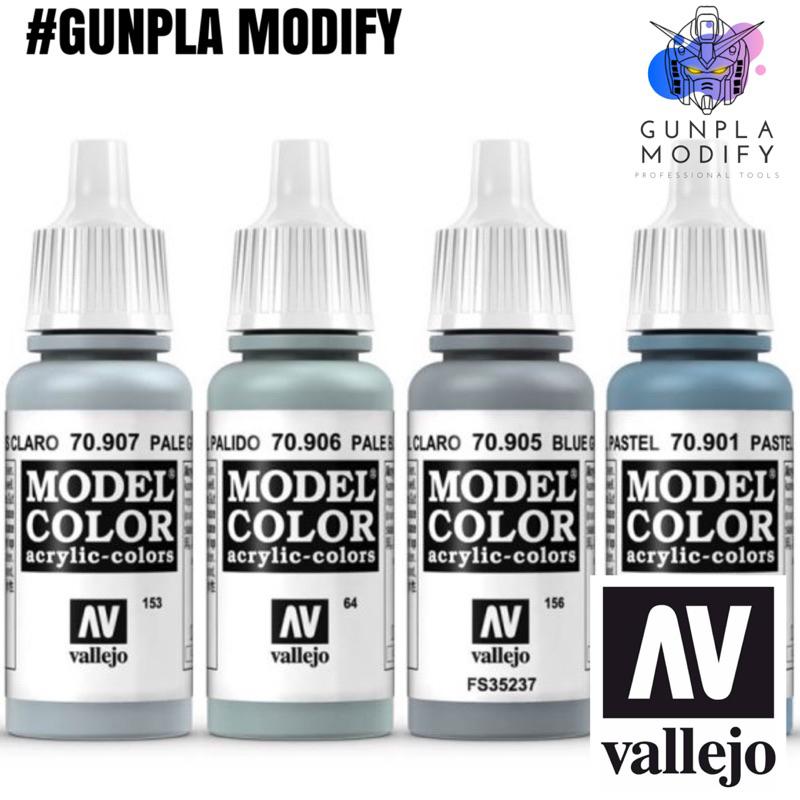 Vallejo Model Color สีอะคริลิคสูตรน้ำ Pale Grey Blue, Pale Blue, Blue ...