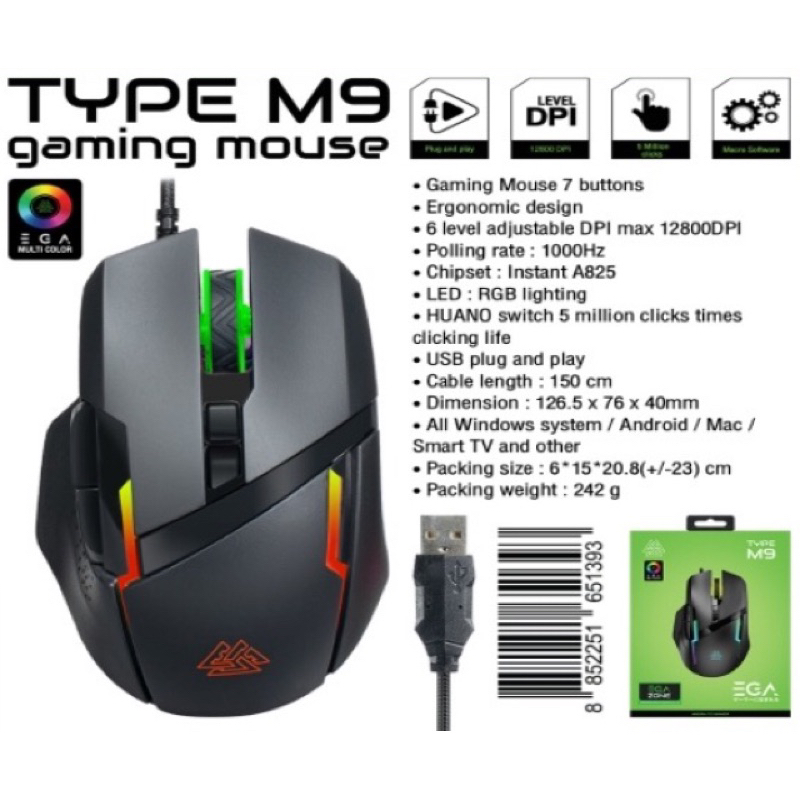 EGA TYPE M9 GAMING MOUSE | Shopee Thailand