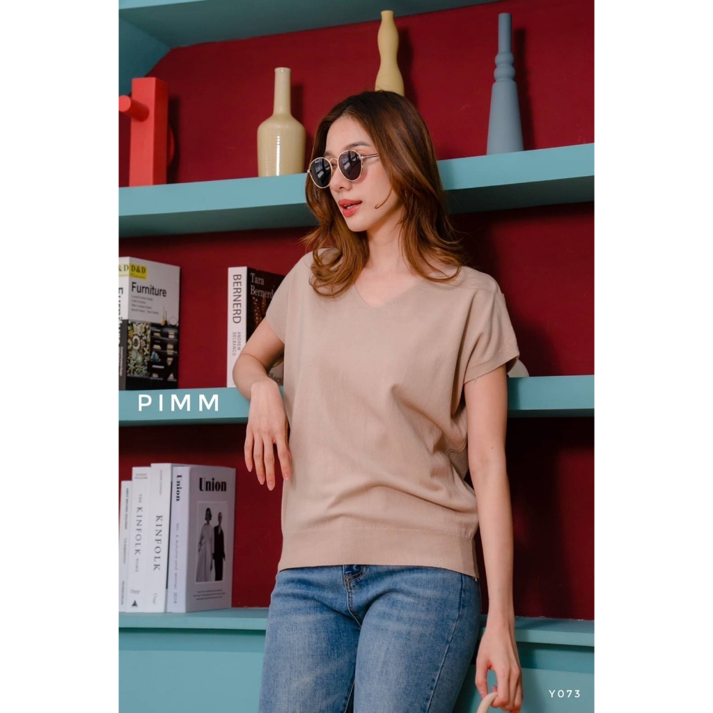 (อก44-54”)เสื้อไหมพรมคอวีแขนล้ำ pimm 073 ทรง Best Seller เนื้อไหมพรมนุ่ม | Shopee Thailand