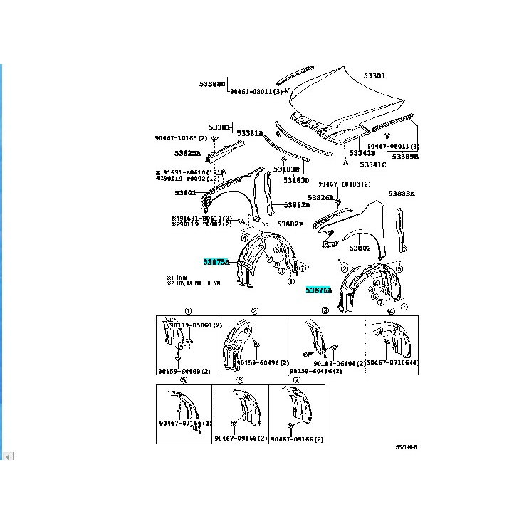 พลาสติกบังฝุ่นหน้า,ซุ้มล้อ Toyota ACV4# CAMRY 07" 53875-06081/53876 ...