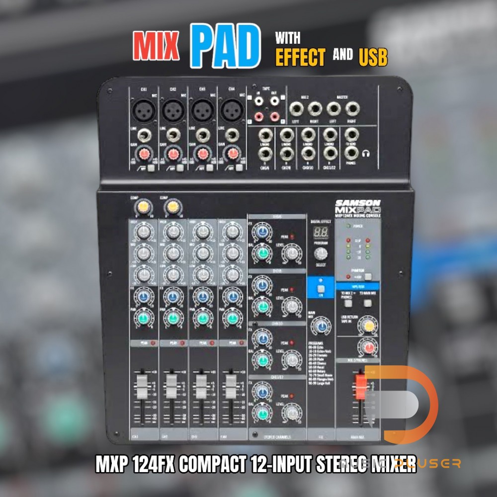 Samson MixPad MXP124FX มิกเซอร์ขนาด12-channel Analog Mixerพร้อมชุดเอฟ ...