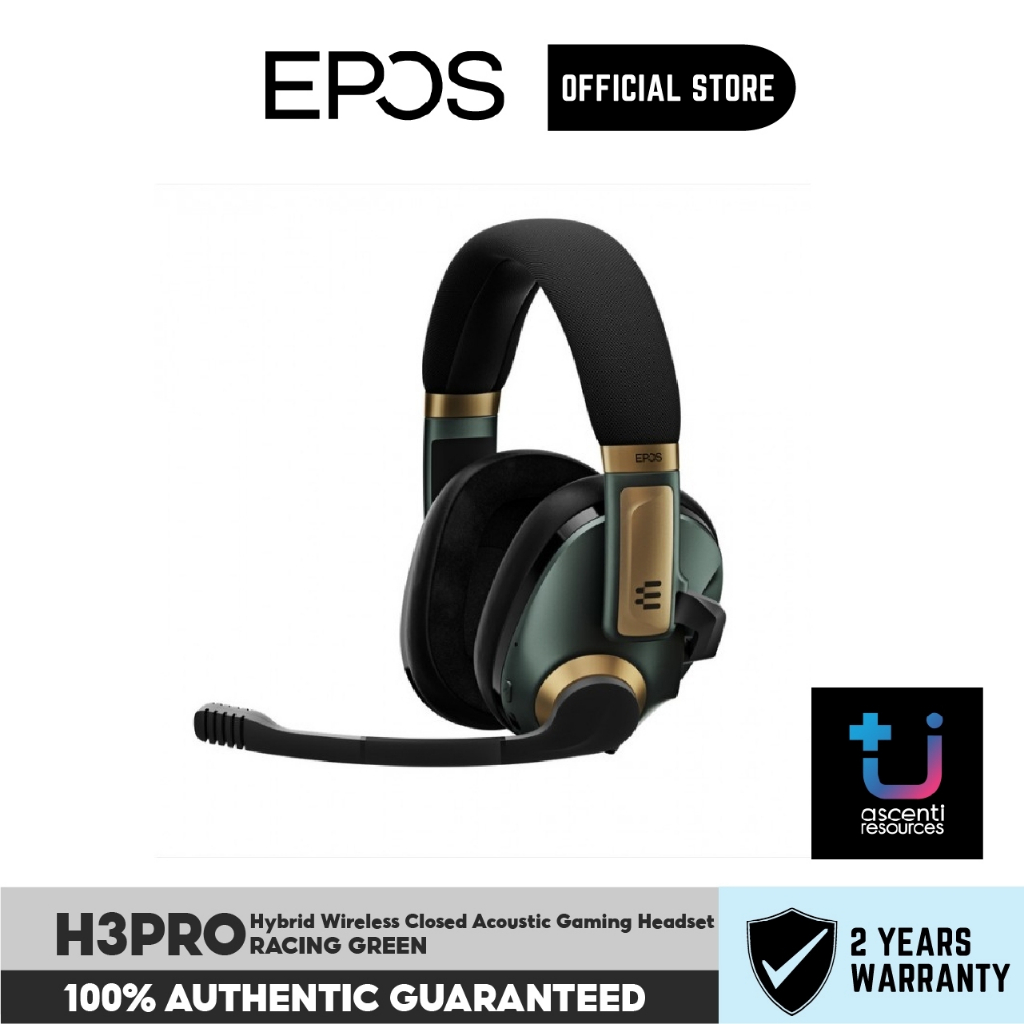 EPOS H3PRO Hybrid Wireless Closed Acoustic Gaming Headset RACING GREEN ...