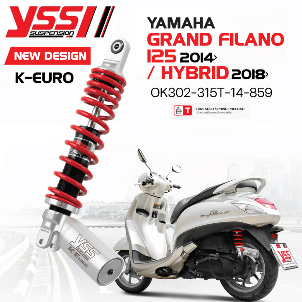 YSS K-EURO Grand Filano 2014-2022/Hybrid 2018 โช๊คแก๊สแท้ ความยาว315และ ...