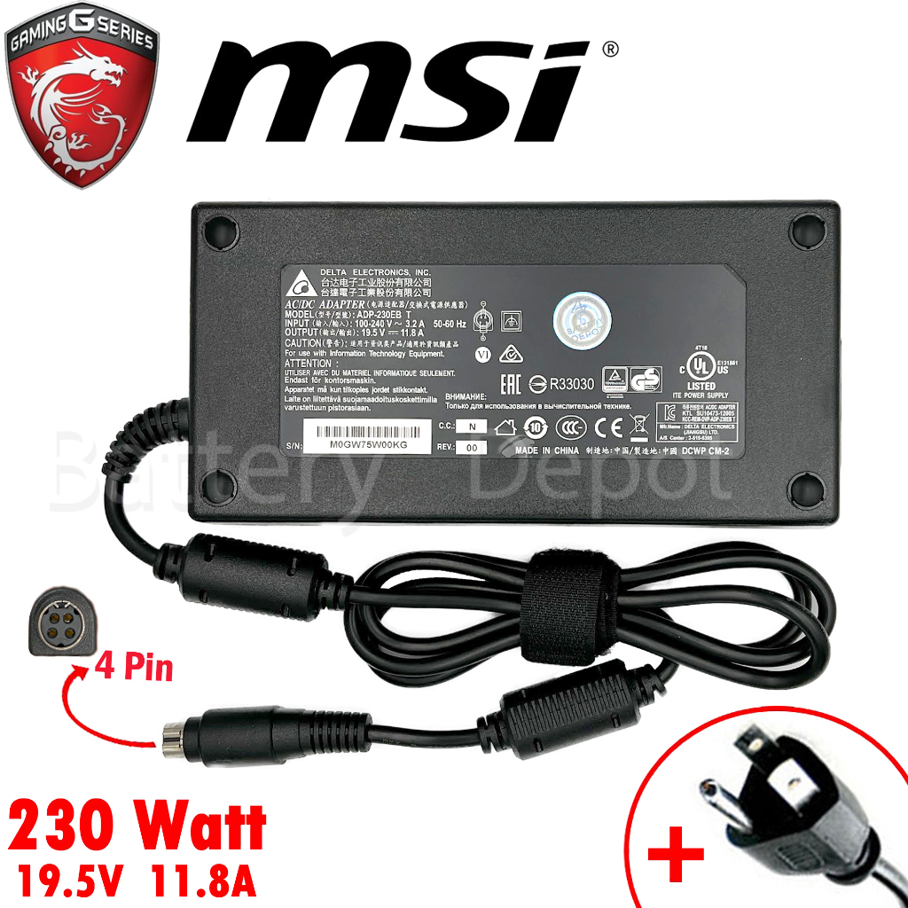 MSI Adapter ของแท้ GT73 GT63 GT75 GT76 19.5V/11.8A 230W หัว Jack 4-Pin ...