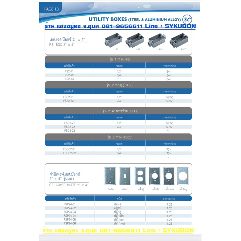 FS BOX บล็อกเหล็ก UTILITY BOXES ยี่ห้อ SC (STEEL & ALUMINIUM ALLOY ...