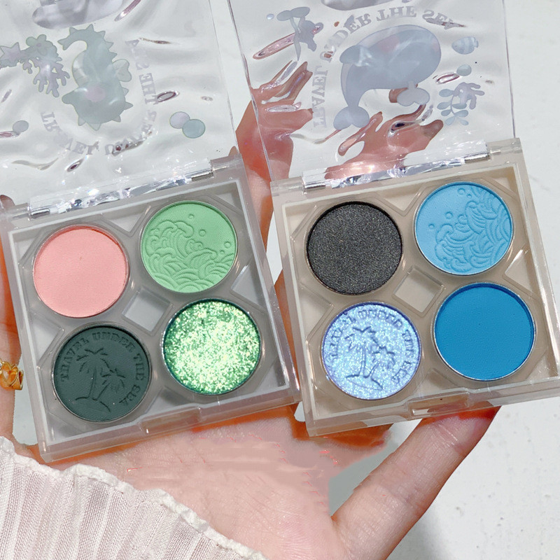 xixixอายแชโดว์ ไฮไลท์ พาเลทอายแชโดว์ 4สี ชิมเมอร์ เนื้อดินน้ำมัน ชิมเม ...