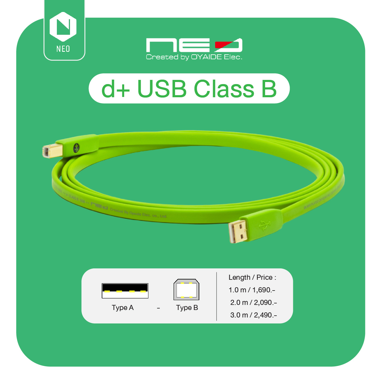 NEO™ (Created by OYAIDE Elec.) d+ USB Class B (USB : A - B) : สายสัญญาณ ...