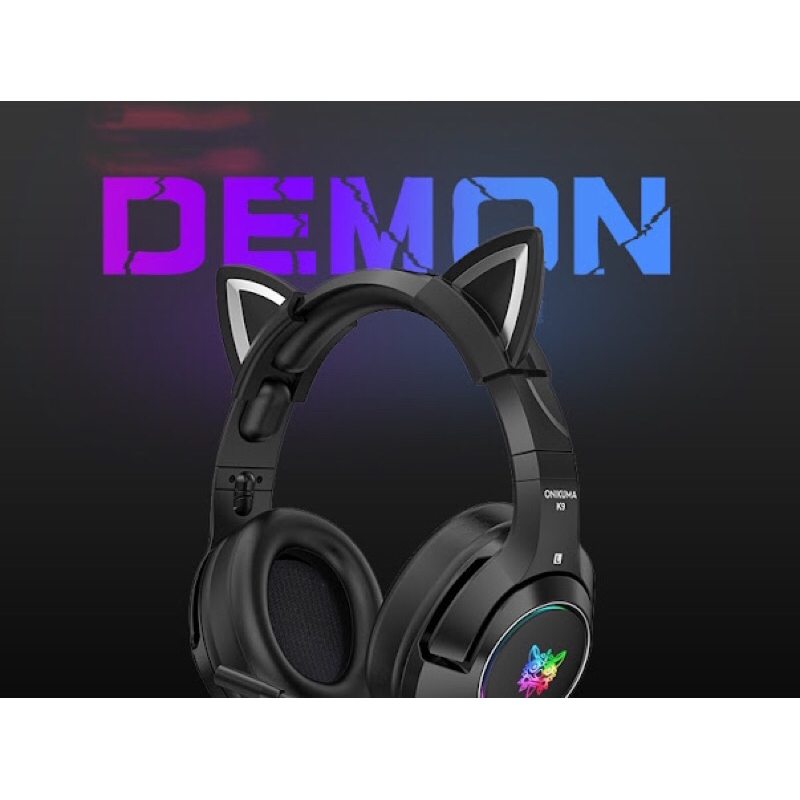ONIKUMA K9 BLACK DEMON Gaming Headset หูฟังมีหูแมว หูฟังเกมมิ่ง หูฟัง ...