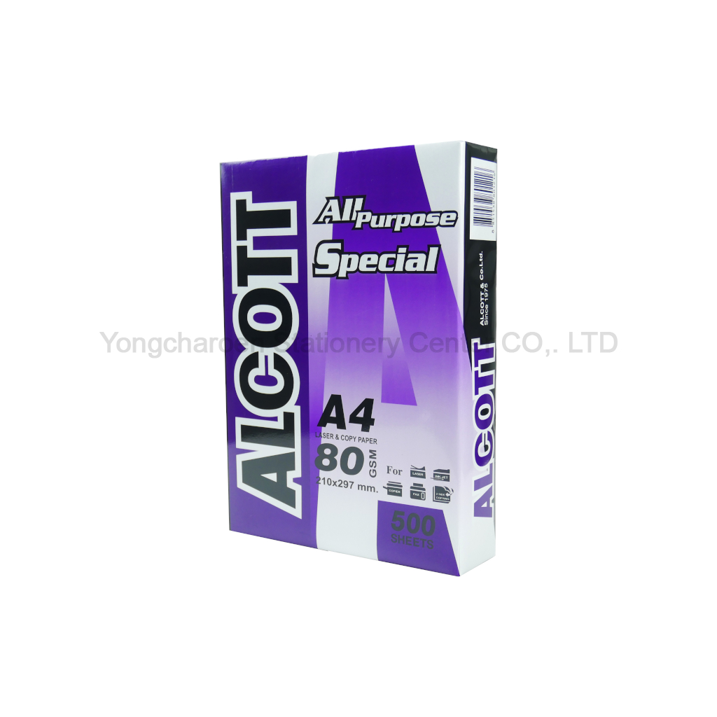 [คุ้มค่า] ALCOTT แอลคอท กระดาษถ่ายเอกสาร สีขาว A4 ห่อสีม่วง หนา 80 แกรม ...