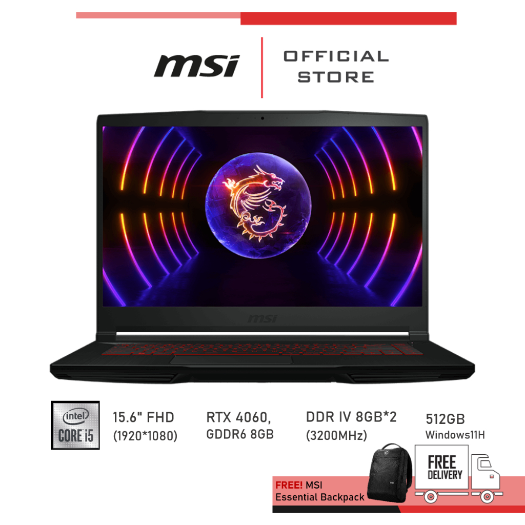MSI Notebook (โน้ตบุ๊ค) Thin GF63 12VF-249TH (i5,15.6",RTX 4060 ...