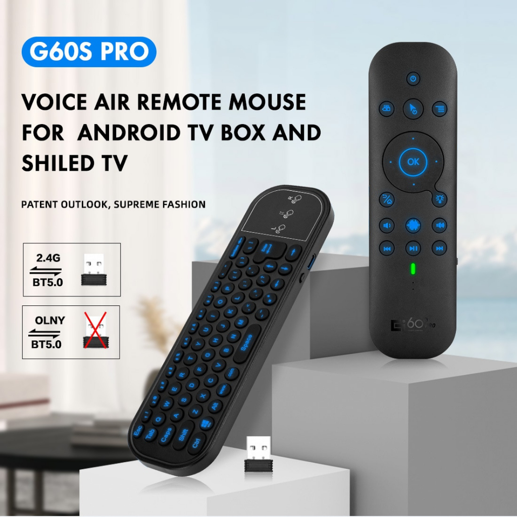 G60S Pro Air Mouse Wireless Voice รีโมทคอนโทรล2.4G 2.4G BT5.0 Dual ...