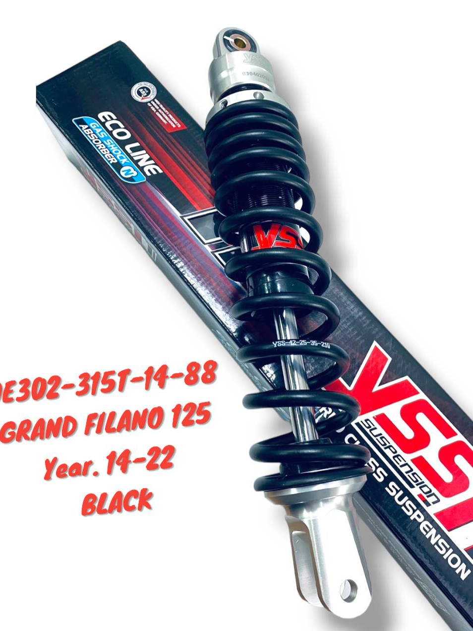 โช๊คหลัง (YSS) สีดำ/ดำ (BLACK/BLACK) YAM/GRAND FILANO 125"14 ยาว 315 (รหัส : OE302-315T-14-88 ...