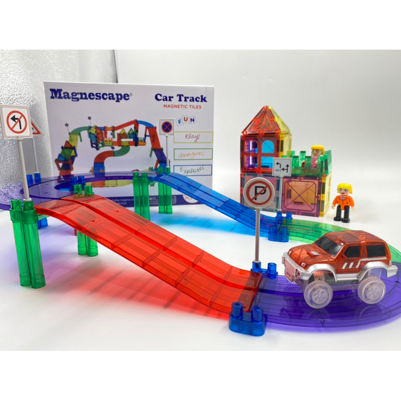 Magnetic Car Track ตัวต่อแม่เหล็กเสริมพัฒนาการ รุ่นรางรถยนต์ | Shopee ...
