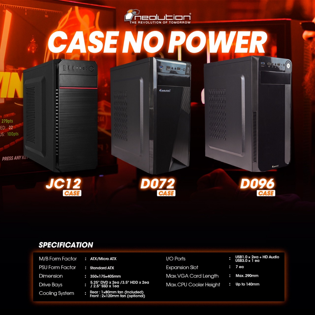 case neolution atx jc12, do72 do96 ,jc12 case no power | Shopee Thailand