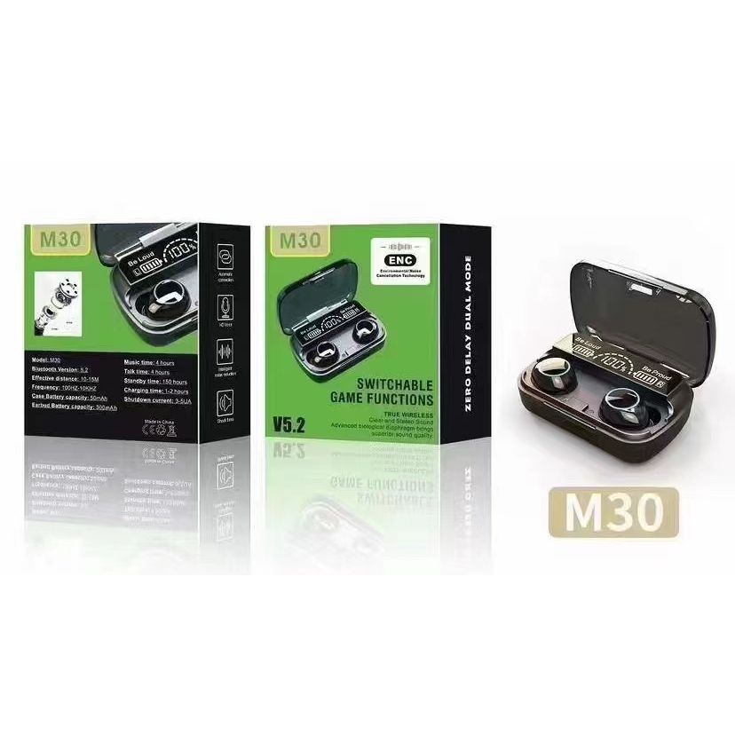 หูฟังไร้สาย TWS หูฟังสำหรับเล่นเกม จอแสดงผล LED รุ่น M88 plus พร้อม ...