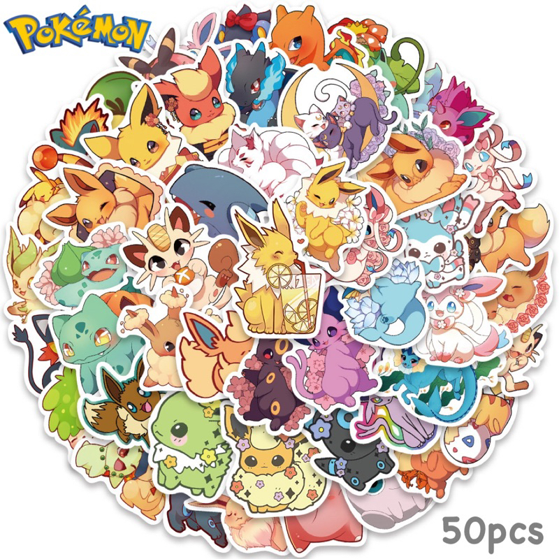 สติ๊กเกอร์ Pokémon 547 โปเกมอน 50ชิ้น โปเกม่อน Pokemon pikachu โปรเกมอน ...