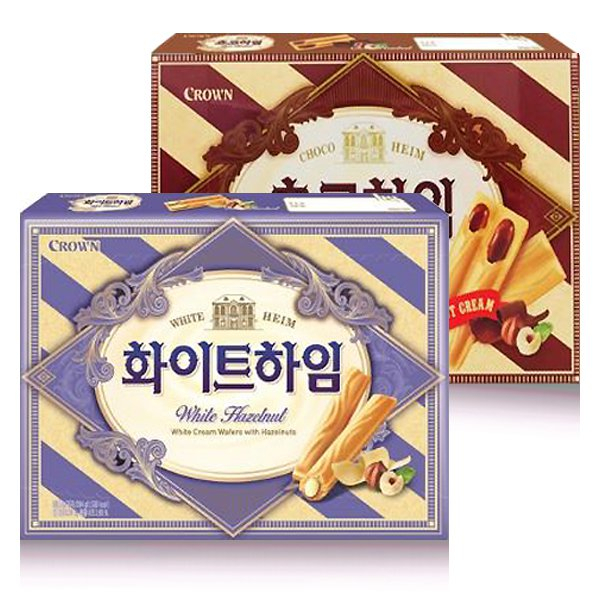 พร้อมส่ง 화이트하임/초코하임 บิสกิตสอดไส้ครีมเฮเซลนัท Crown Choco & White Heim ...