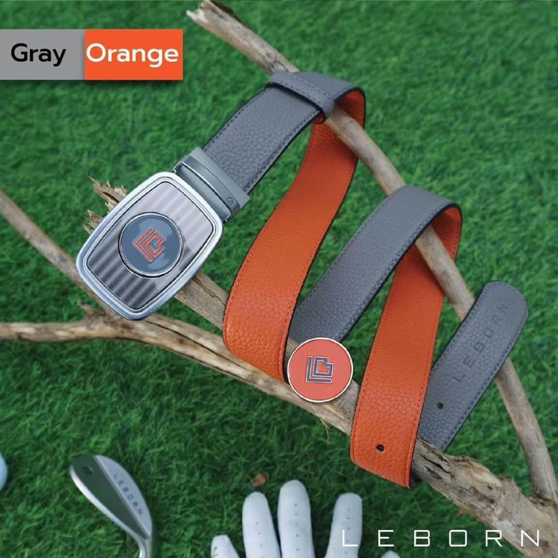 LEBORN Lebelt-go ส้มเทา เข็มขัดกอล์ฟ เข็มขัดออกรอบ เข็มขัดมาร์คเกอร์ ...