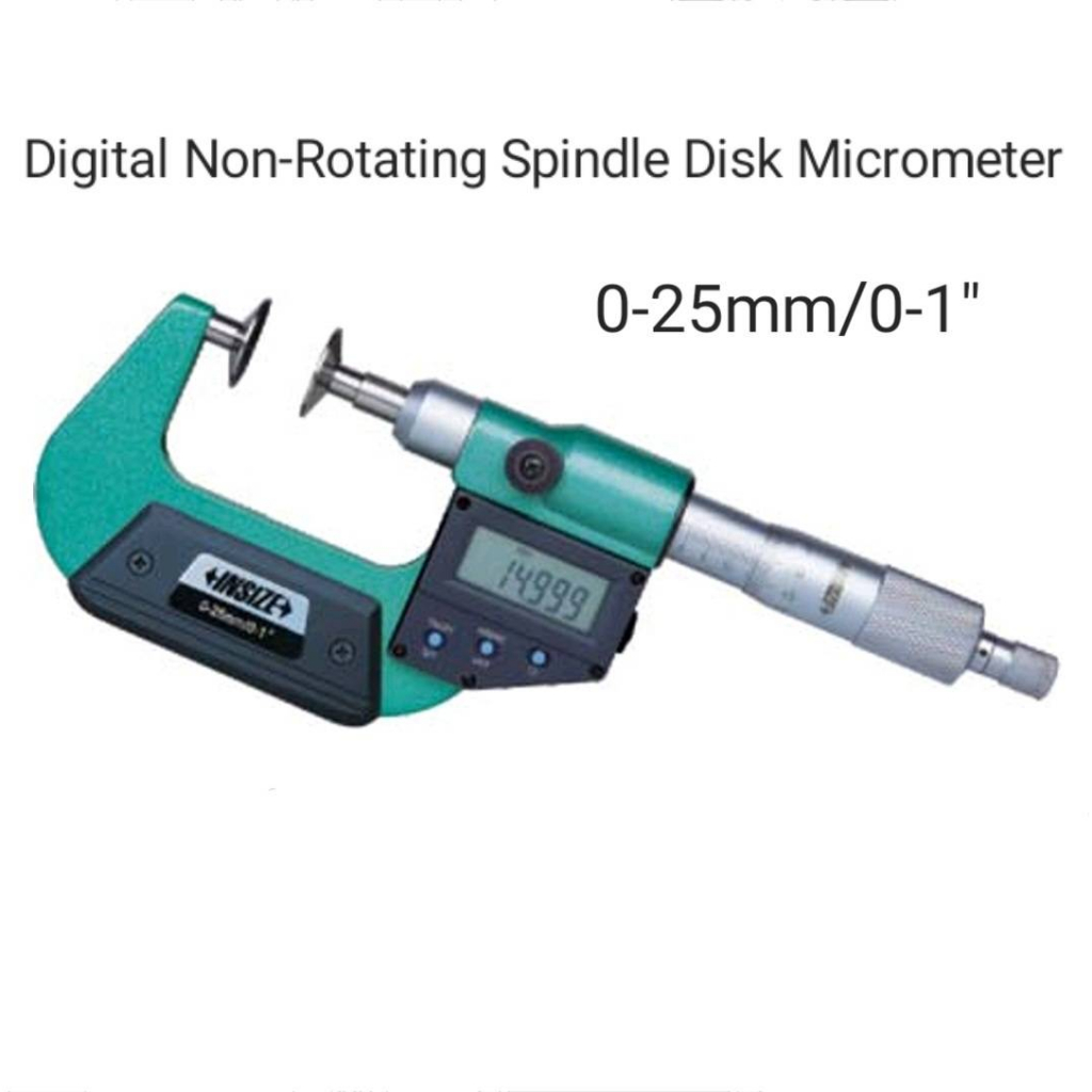 ไมโครมิเตอร์ ดิจิตอล 0-25mm/0-1" Digital Non-Rotating Spindle Disk Micrometer INSIZE อินไซส์ ...