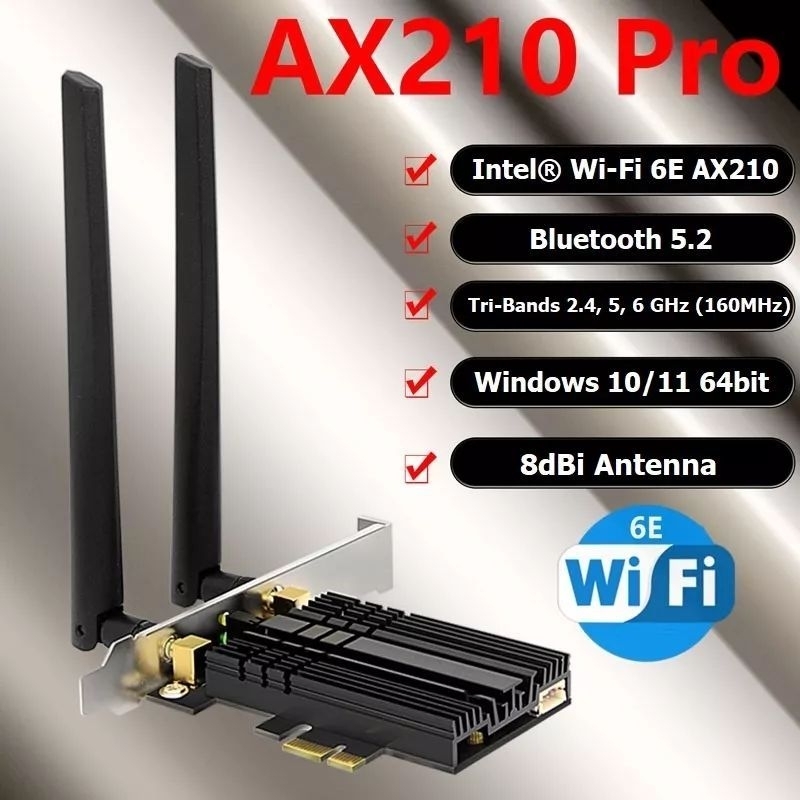 Card WiFi 6E Intel AX210 PCIe wireless adapter Tri Band 2.4G/5G/6G 802 ...